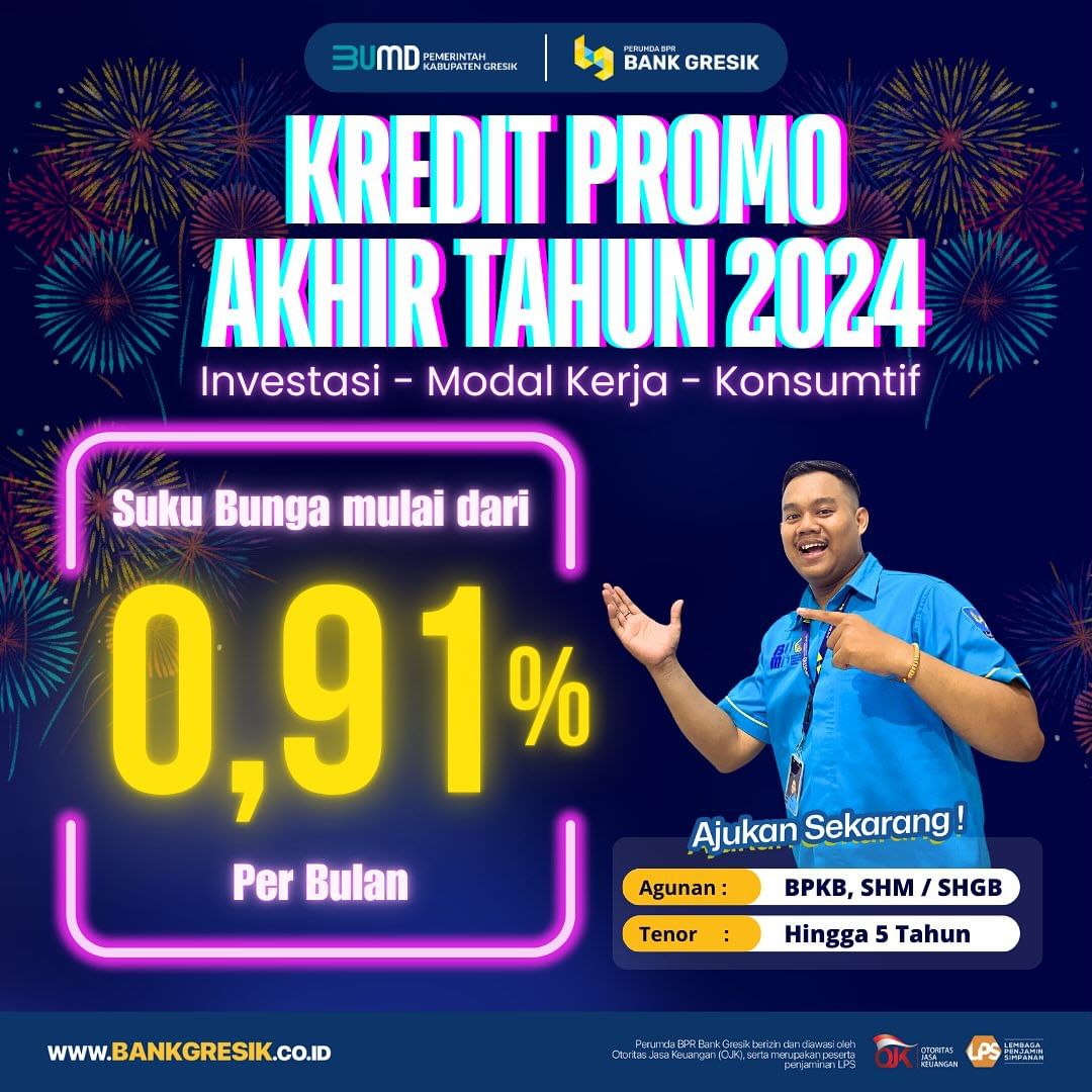 Promo Kredit Akhir Tahun: Suku Bunga Hanya 0,91% per Bulan di Bank Gresik - PERUMDA BPR Bank Gresik